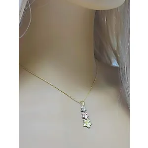 Elegant 14k Tri-Color Gold Hawaiian Plumeria Flowers Charm Pendant Necklace, 20"
