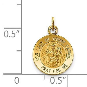 14K Yellow Gold Our Lady of Mt. Carmel Medal Necklace Charm Pendant Only
