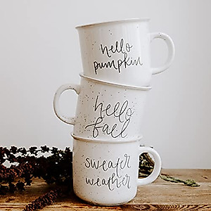 Sweet Water Decor Fall Coffee Mugs | Seasonal 16oz Ceramic Campfire Coffee Cup | Microwave & Dishwasher Safe Autumn Mug Great for Halloween, Pumpkin Spice Lattes & Thanksgiving (Hello Pumpkin)