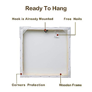 UTOP-art Aqua Beach Seashell Pictures Artwork: Love & Starfish Canvas Print Wall Art for Bathroom (12'' x 12'' x 4 Panels)