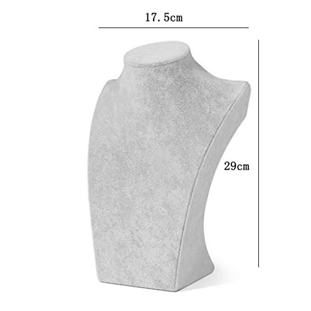 Gazechimp Gray Necklace Jewelry Display Bust Pendant and Chain Display Mannequin Stand, Velvet, 5 Different Sizes - W 175 x H 290mm