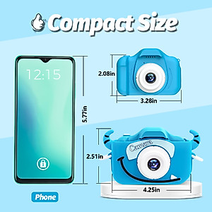 Goopow Kids Camera Toys for 3-8 Year Old Girls Boys,Children Digital Video Camcorder Camera with Cartoon Soft Cover, Best Chritmas Birthday Festival Gift for Kids - 32G SD Card Included