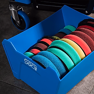 SGCB Automotive Mobile Rolling Mechanics Stool - Heavy Duty Roller Creeper Seat Soft Rubber Cushion Brake Wheels Storage Drawers Tray Roller Seat for Home DIY Garage Car Detail, 330lb Load Bear