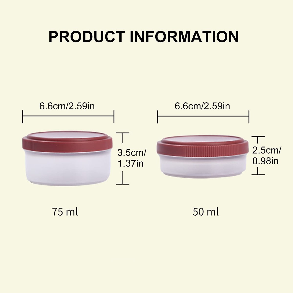 MANMAOHE 12PCS Leakproof Condiment Containers with Lids, 6PCS 2.5oz + 6PCS 1.7oz, Plastic Salad Dressing Container to go, Reusable Sauce Cups, Small Food Storage Containers for Picnic Travel