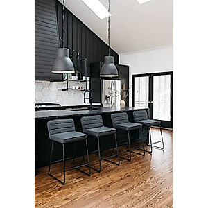 Signature Design by Ashley Nerison 26" Modern Upholstered Counter Height Bar Stool, 2 Count, Dark Gray