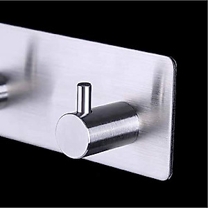 Greilty 3 Hooks, Self AdhesiveWall Mounted Hanger, Super Strong Heavy Duty Stainless Steel Hooks, No Drill No Screw,for Kitchen Bathroom Closet Room Office Door (Silver, 7 inch/18cm)