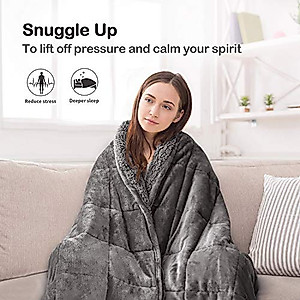 Uttermara Weighted Blanket Queen Size 15lbs 60x80 inches, Sherpa Weighted Blankets with Soft Plush Fleece, Cozy Warm Sherpa Snuggle Thick Heavy Blanket Great for Sleep and Calming, Grey