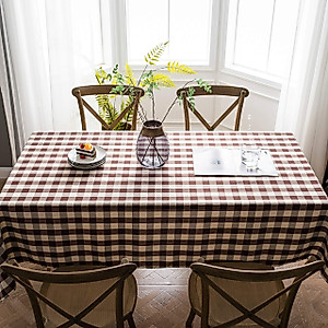 Aquazolax Plaid Graduation Tablecloth Rectangular, Large Checkered Table Cloth for 6ft Long Rectangle Tables, Buffalo Fabric Covers for Dinning/Kitchen, 60x84 inch, Brown