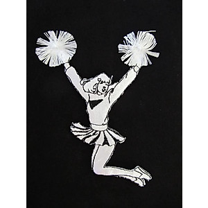 White, Black Cheerleaders Girl 4 1/4 Inch L Iron on Patches for Clothing, Embroidered Patch Cute for Women Men Kid Girl Boy, Applique Patches for Jean, Hat, Jacket, Backpack, Shoes, Shirt