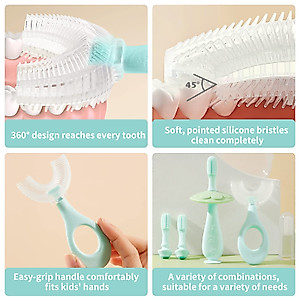 SYNPOS 6 in 1 Baby Infant Toothbrush Set Toddler Finger U-Shaped Toothbrush 0-24 Months 2-6T Training Tooth Brush for Child