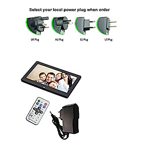 10 Inch Screen LED Backlight HD 1024 * 600 Digital Photo Frame Electronic Album Picture Music Movie Full Function Good Gift (Color : Black 32GB, Size : EU Plug)