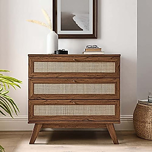 Modway Soma 3-Drawer Dresser in Walnut, 31 x 18.5 x 30