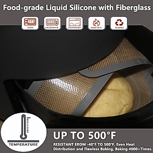 2Pcs Silicone Bread Sling Oval And Round For Dutch Oven, Non-Stick Easy-Clean Reusable Silicone Baking Mat With Long Handles Sourdough Bread Baking Mat Tools Supplier Liner, Gray