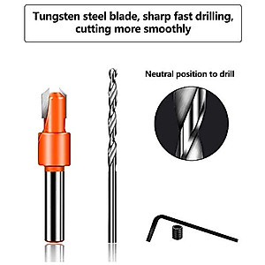 6 PCS Wood Hole Countersink Drill Bit Set with Hex Key Wrench, Hole Drill Bit Timber Screw Hole Cutter for Carpentry Woodworking (Individually Box Packaging)