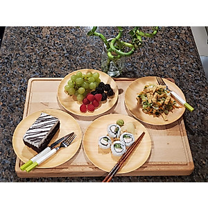 1 Click Bamboo Fiber Salad/Dessert Plates, Set of, Reusable, Durable, Bamboo Tableware for Events/Home/Picnic/Party, Dishwasher safe, for Adults and Kids