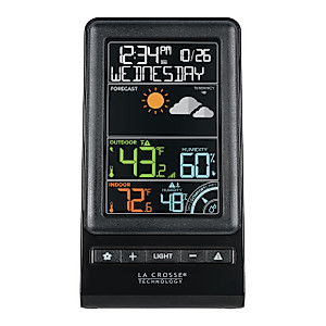 La Crosse Technology Digital Multi-Color Wireless Forecast Station, Black