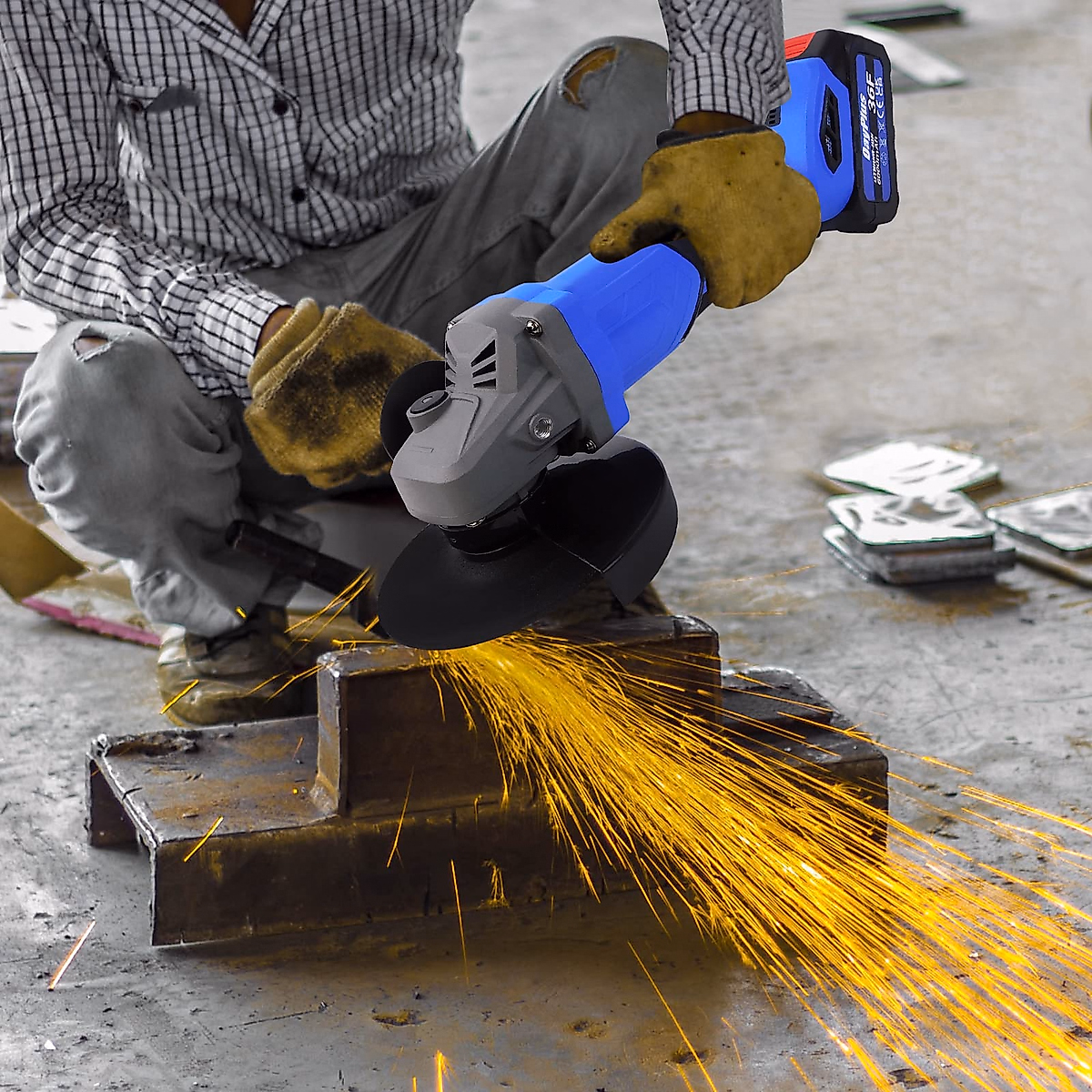 Cordless Angle Grinder Brushless Motor 10000RPM, 21V Cordless Grinders Tools w/3.0Ah Battery & Fast Charger, 4.5''Grinding Wheels, Cutting Wheels, Adjustable Auxiliary Side Handle Grinders Power Tools