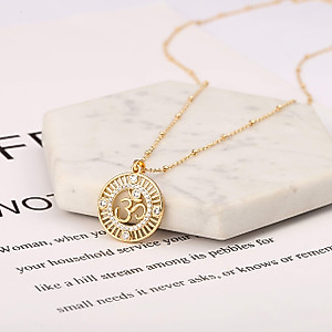 PERNNLA PEARL Sanskrit Symbol Om Satellite Beaded Chain Necklace 18K Gold Plated Aum Ohm Yoga Charm Pendant Long Necklace With CZ