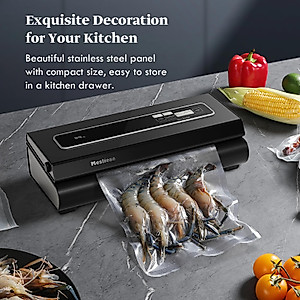 Mesliese Vacuum Sealer Machine 90Kpa 6-in-1 Compact Food Vacuum Sealing Preservation System with Cutter | 2 Bag Rolls | 5 Pre-cut Bags | Dry&Moist Modes | ETL Listed (Dark Gray)