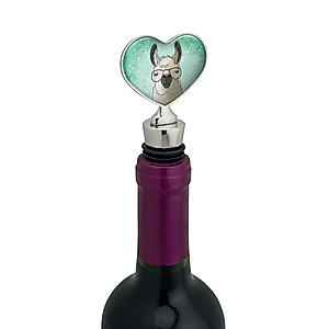 Hip Llama with Glasses Heart Love Wine Bottle Stopper