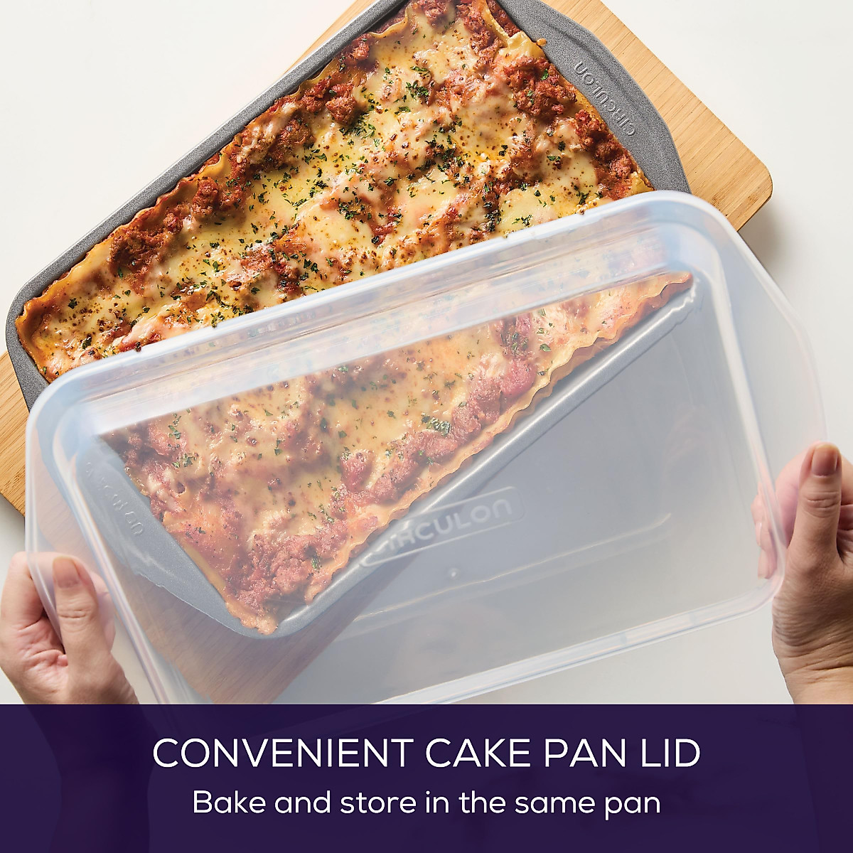 Circulon Total Nonstick Baking Pan With Lid / Nonstick Cake Pan With Lid, Rectangle - 9 Inch x 13 Inch, Gray