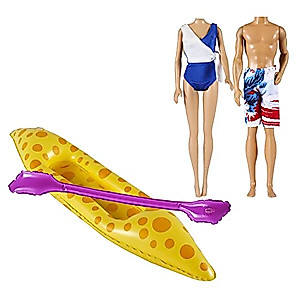 E-TING Beach Bikini Swimsuit Swimtrunk with Toy Boat Ship Kayak Accessories for 11.5-inches Girl Doll and 12-inches Boy Doll