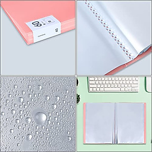 MEGREZ A3 Diamond Painting Storage Book, Large Portfolio Folder for Artwork, Report Sheet, Art Painting Storage Book with 60 Pockets Clear Sleeves, Pink