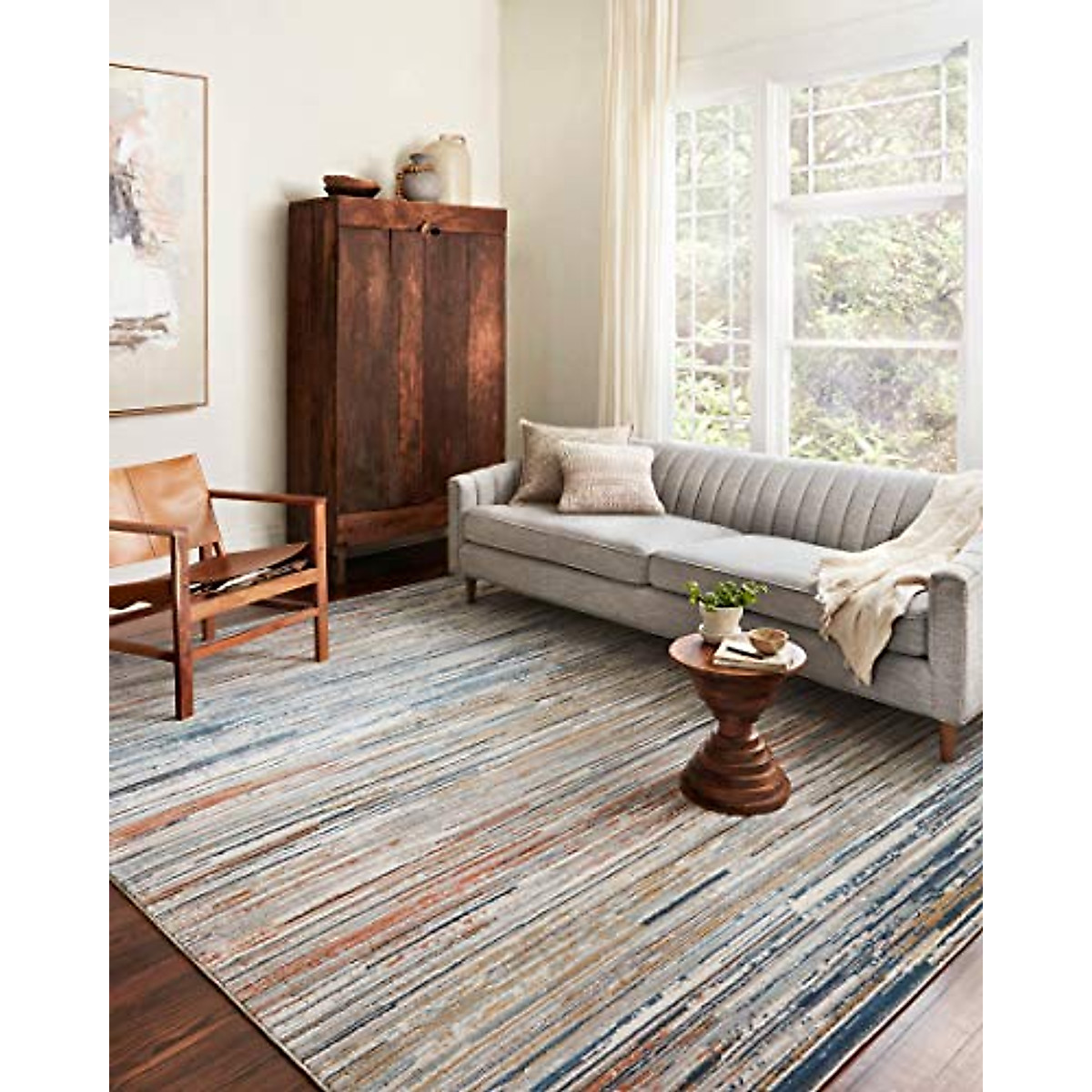 Loloi II Bianca Collection BIA-08 Pebble/Multi 5'-3" x 7'-6" Area Rug