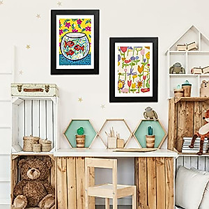 Kids art frame front opening holds 150 A4, Kids artwork display frame interchangeable, Storage 3D Picture Display, Children Art Projects, Schoolwork, Crafts, Drawing 11.8''x8.3''x0.78'' (2pcs black)