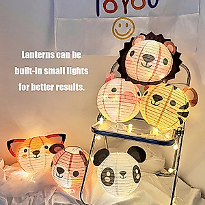 8 pcs Animal Paper Lanterns, VEINARDYL Party Decorations Barnyard Farm Lanterns Party Hanging Lanterns for Kids Baby Shower Western Cowboy Theme Birthday Party Decorations Supplies