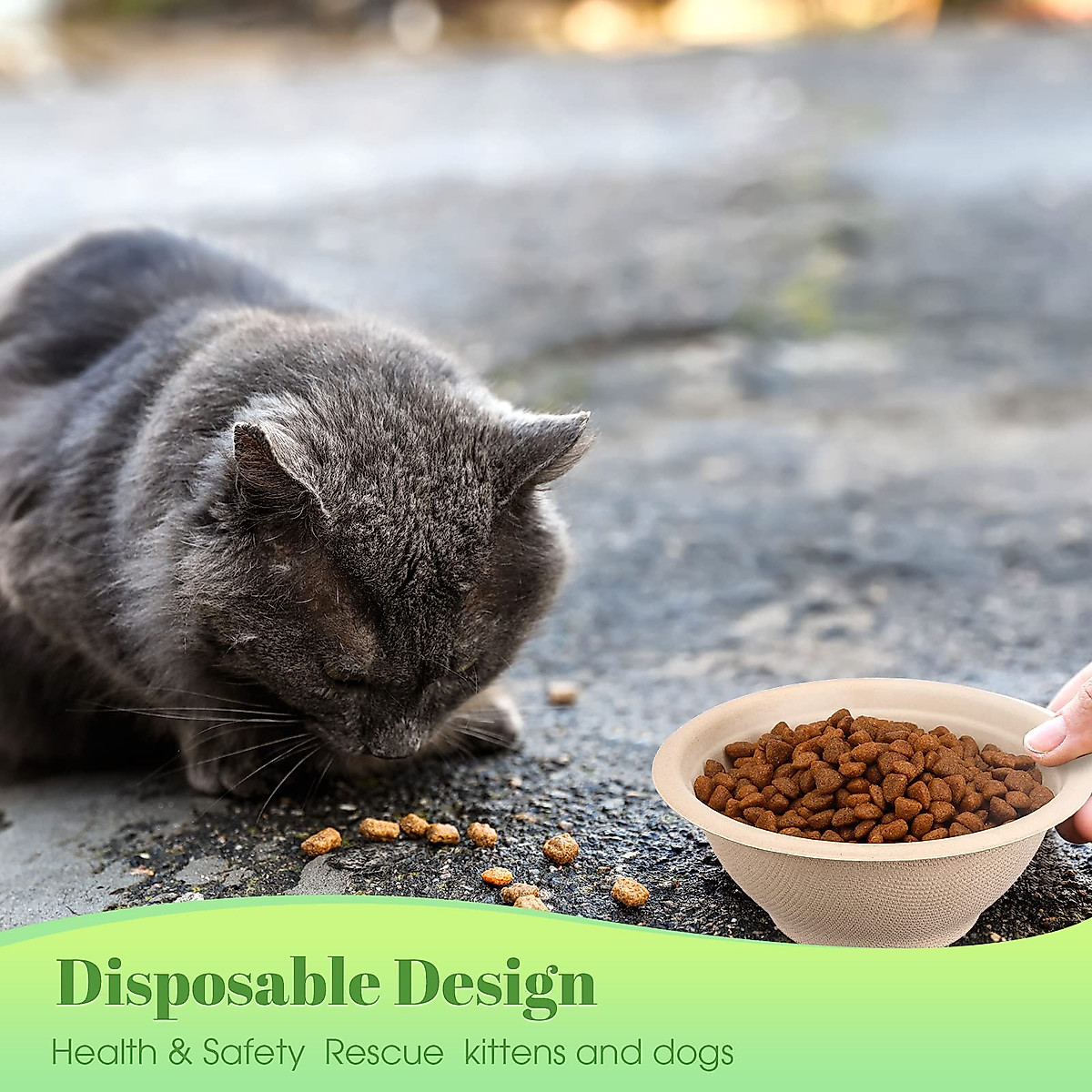 200 Pcs Disposable Pet Bowls Dog Food Bowls Travel Cat Bowls Bulk for Small Dogs Puppy Cat Food Dish Safe Paper Bowls 8 oz Container for Outdoor Small Animal Feeding and Watering Supplies