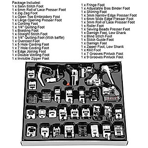 Sewing Machine Presser Foot Feet Kit Set,Fits for Brother, Baby Lock, Singer, Elna, Toyota, New Home, Simplicity, Janome, Kenmore, and White Low Shank Sewing Machine (32pcs)