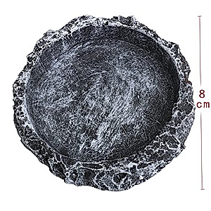 Set of 2 Slate Reptile Basking Rock Platform, Reptile Feeding Water Dish Food Bowl