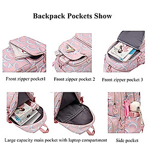 Mfikaryi 3PCS Girls Rolling Backpack Elementary Student Schoolbag Travel Trolley Bag Wheeled Bookbag with Lunch Box