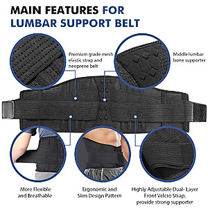 Racbeuk Lumbar Support Belt Lower Back Brace for Lifting, Herniated Disc, Sciatica, Pain Relief,Breathable Lumbar Brace for Men & Women