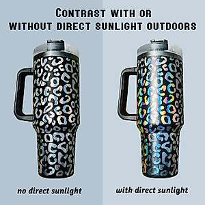 omezin 40 oz Tumbler with Handle Holographic Glitter Leopard 40oz Tumbler with Lid Straw Double Insulated Travel Coffee Mug