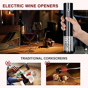 Electric Wine Bottle Opener, Wine Opener, Corkscrew with Foil Cutter, Auto Reusable Easy Carry Wine Opener, Batteries Powered