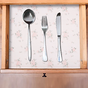 CREATCABIN Plastic Drawer Liners Shelf Cabinet Closet Cupboard Mat Roll Non-Adhesive Waterproof Non-Slip Proof Refrigerator Kitchen Protector Lining for Home 30 x 300cm Pink Rose