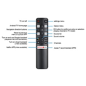 New RC802V FNR1 Replacement Voice Remote Control Fit for TCL Android TV 32A323 32A325 32P30S 32S330 32S6500A 40S330 43S434 49P30FS 49S6510FS 49S6800 50S434 55EP680 55P8 55Q637 55S434 65S434 70S430