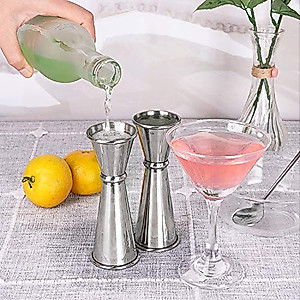 3PCS Double Jigger & Cocktail Jiggers Stainless Steel 1 Ounce X 2 Ounce Alcohol Measuring Tools