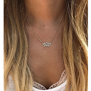 Tasiso 14K Gold Lotus Flower Necklace for Women Dainty Meditation Symbol Lotus Pendant Yoga Necklace Minimal Everyday Jewelry Gift
