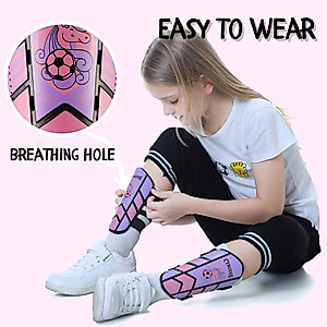 CybGene Soccer Shin Guards for Kids Adults Soccer Gear for Boys Girls Youths Protective Equipment Adjustable Straps with Breathing Holes Purple M