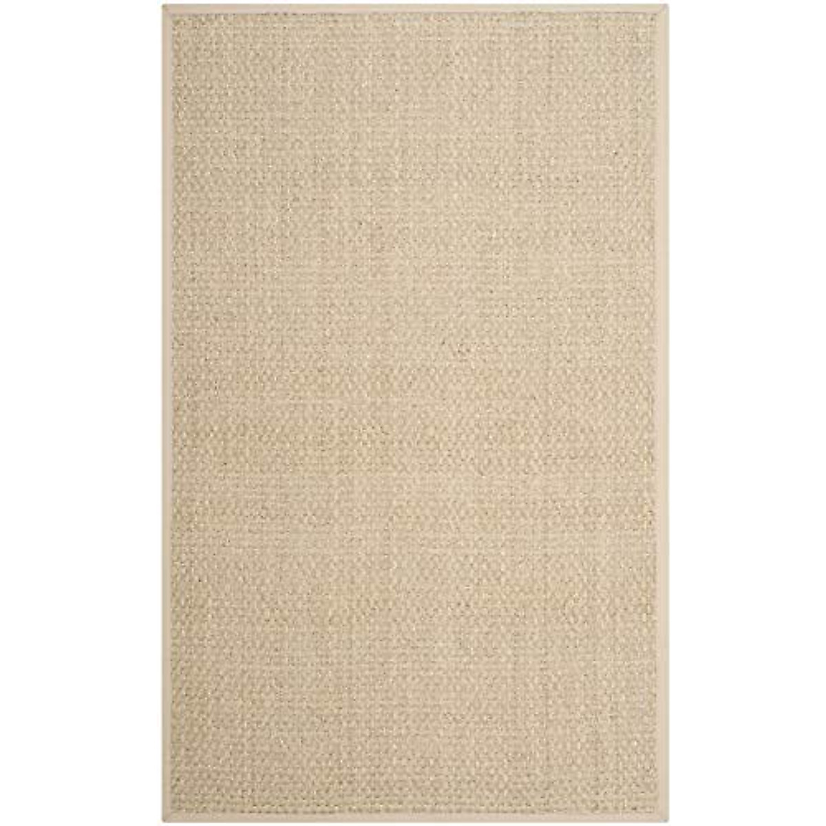 SAFAVIEH Natural Fiber Collection Area Rug - 6' x 9', Natural & Beige, Border Basketweave Seagrass Design, Easy Care, Ideal for High Traffic Areas in Living Room, Bedroom (NF114A)
