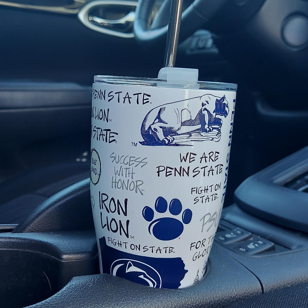 Penn State University 30oz Stainless Steel 3D Icon Travel Mug –High Performance Double-Walled Thermos w/Convertible Lid & Straw –Insulated Decorative NCAA Beverage Tumbler –For Hot or Cold Drinks