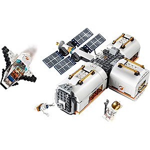 LEGO City Space Lunar Space Station 60227 Space Station Building Set with Toy Shuttle, Detachable Satellite and Astronaut Minifigures, Popular Space Gift (412 Pieces)