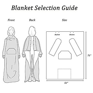 CHOSHOME Wearable Blanket with Sleeves and Foot Pocket for Adult Women Men, Soft Fleece Blanket Fuzzy TV Blanket Throw Wrap for Bed Sofa Travel Home Office, 71" x 51", Grey