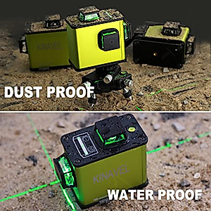 KINAVEL Laser Level 4x360 Self Leveling 16 Lines Green Beam 4D Cross Professional Line Laser Tool Pulse Mode for Construction Tiling Picture Hanging with 2 Batteries, Remote Controller, Lifting Base