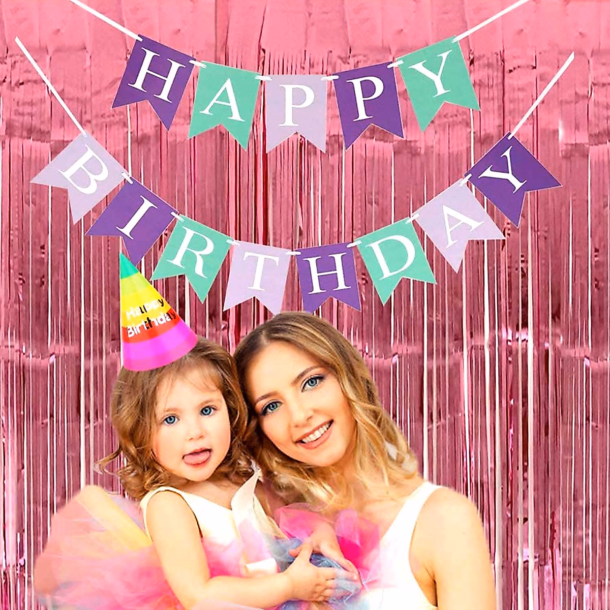 4 Pack Pink Foil Fringe Curtain Backdrop, 3.3Ft x 9.8Ft Metallic Tinsel Foil Fringe Streamers Curtains for Photo Booth, Wedding, Bachelorette, Birthday, Valentine's Day, Carnival Party Decoration