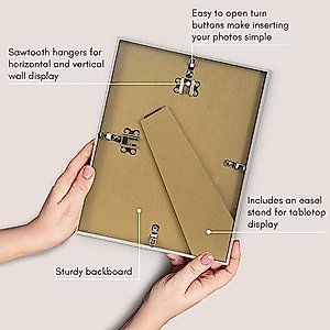 Americanflat 8.5x11 Picture Frame in Silver - Thin Border Frame with Shatter Resistant Glass - Horizontal and Vertical Formats for Wall and Tabletop