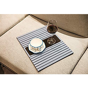 Sofa Arm Tray Table Slinky Secure/Flexible/Foldable Couch Tray Table with Non-Slip Mat for Drinks, Food, Phone or Remote. Sustainable Slinky Bamboo Design (16.5" L x 13.25" W x 0.4" H, Grey)